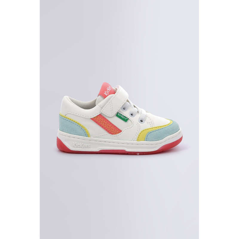 Kouic white, light blue and pink sneakers for girl - Kickers © Official ...